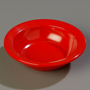 Carlisle FoodService Products Dallas Ware Reusable Plastic Bowl Fruit Bowl with Rim for Buffets, Home, and Restaurants, Melamine, 3.5 Ounces, Red, (Pack of 48)