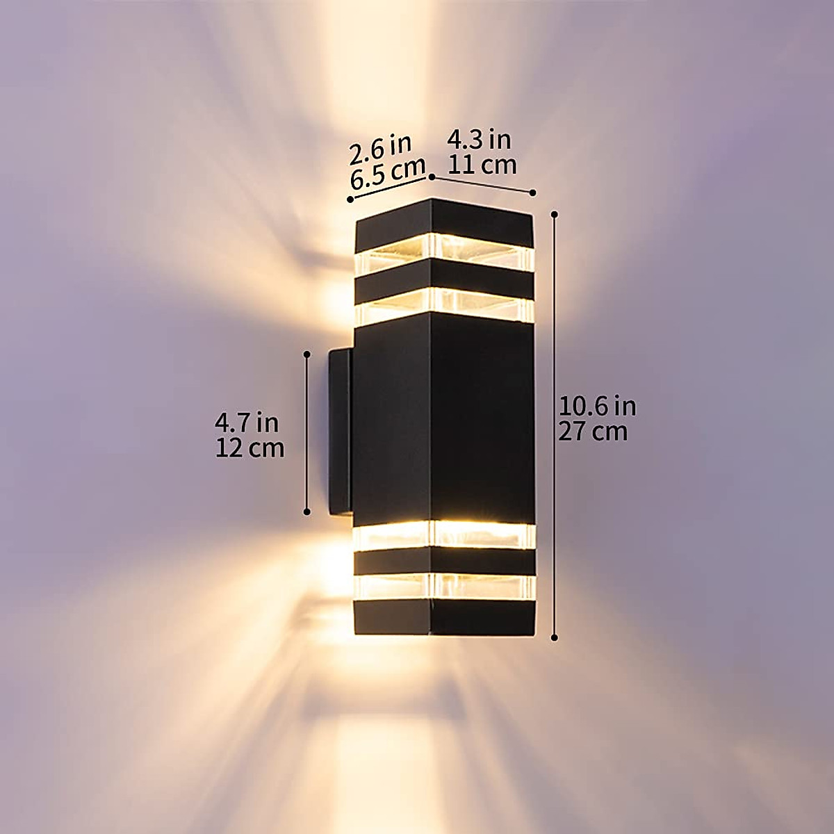 Tenlison 2 Pack Outdoor Wall Light Modern Waterproof Up Down Aluminum Cylinder LED Fixtures Dual Head Lamp With E26E27 Socket AC85-277V for Courtyard Garden Porch Corridor.(Including bulb), 2P