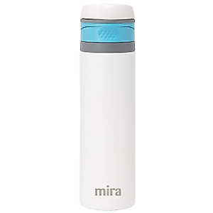 MIRA 16 oz Lightweight Insulated Travel Mug for Coffee, Tea - Stainless Steel One Touch Lid Tumbler - Keeps Hot or Cold - White