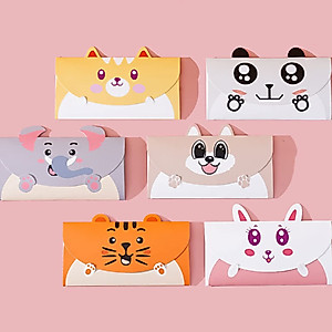 tooloflife 10 Pieces Envelope Greeting Card Cartoon Animal Stationery Paper Thank You Cards Gift for Kids, All Occasions,Birthday Invitation - Tiger