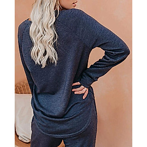 Eurivicy Women's Solid Sweatsuit Set 2 Piece Long Sleeve Pullover and Drawstring Sweatpants Sport Outfits Sets