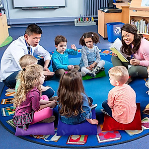 Weysat 24 Pcs Floor Cushions Bulk for Classroom 15 Inch Leather Floor Cushion for Kids Waterproof Soft Flexible Seating Cushion for Classroom, Home, School, Kindergarten or Nursery (Square)