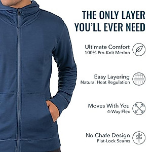 Men's Merino Pro-Knit Zip Hoodie By Woolly | RWS Certified | Warm, Soft, Seattle Designed - Charcoal Grey - XL