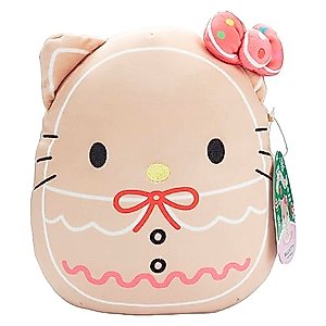 Squishmallows 8-Inch Hello Kitty Gingerbread Cookie - Official Jazwares Plush - Collectible Soft & Squishy Stuffed Animal Toy - Add to Your Squad - Gift for Kids, Girls & Boys