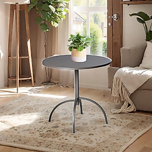 Lisuden Patio Bistro Metal Dining Table, Outdoor Steel Slat Round Table for 2 Person,Diameter 23.6", Furniture Table for Backyard, Garden, Lawn and Porch - Brown …