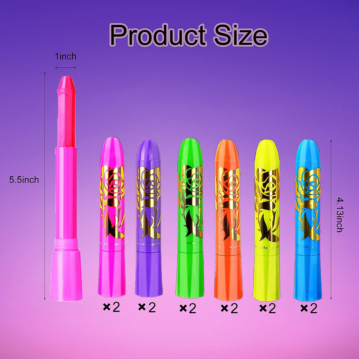 12 PCS Glow Face Body Paint, Glow In The Dark Under UV Black Light Sticks Makeup Neon Face Painting Kits for Kids Adult Halloween Festival Accessory Glow Party Supplies