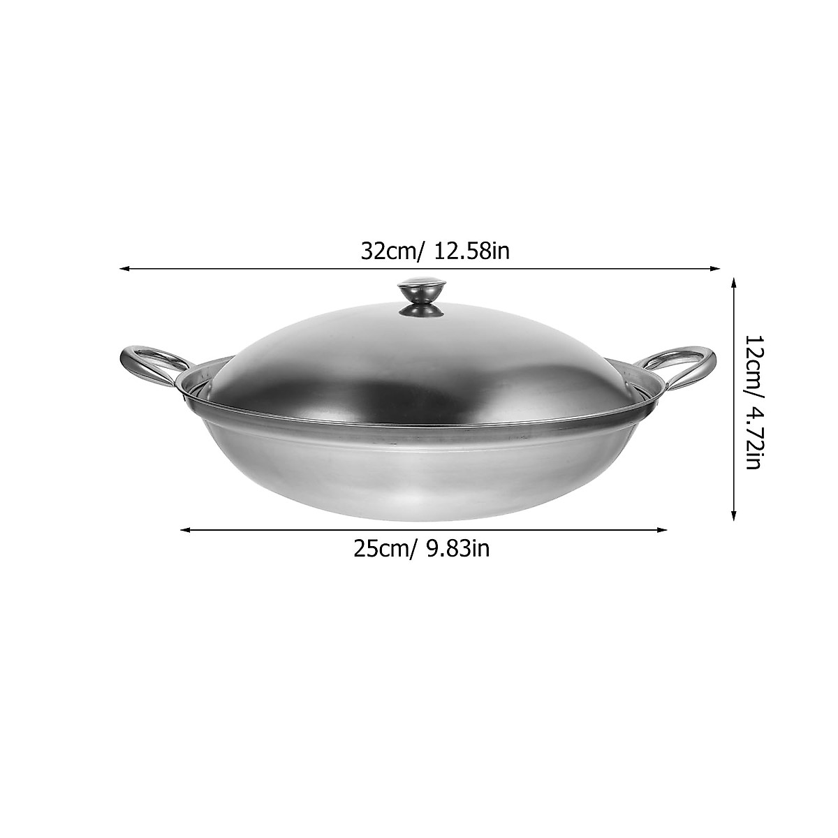 Stainless Steel Seafood Pot with Handle Cooking Pot Steel Frying Pan Flat Base Hot- pot for Noodle Ramen Dry Cooking Pan
