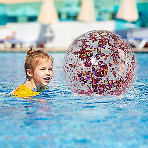 Muised 5PC Transparent PVC Inflatable Beach Ball Elastic Beach Ball Confetti Ball Pool Beach Outdoor Toys, Beach Sand Outdoor Water Games Toddler Bath Toys Pool Party Favors