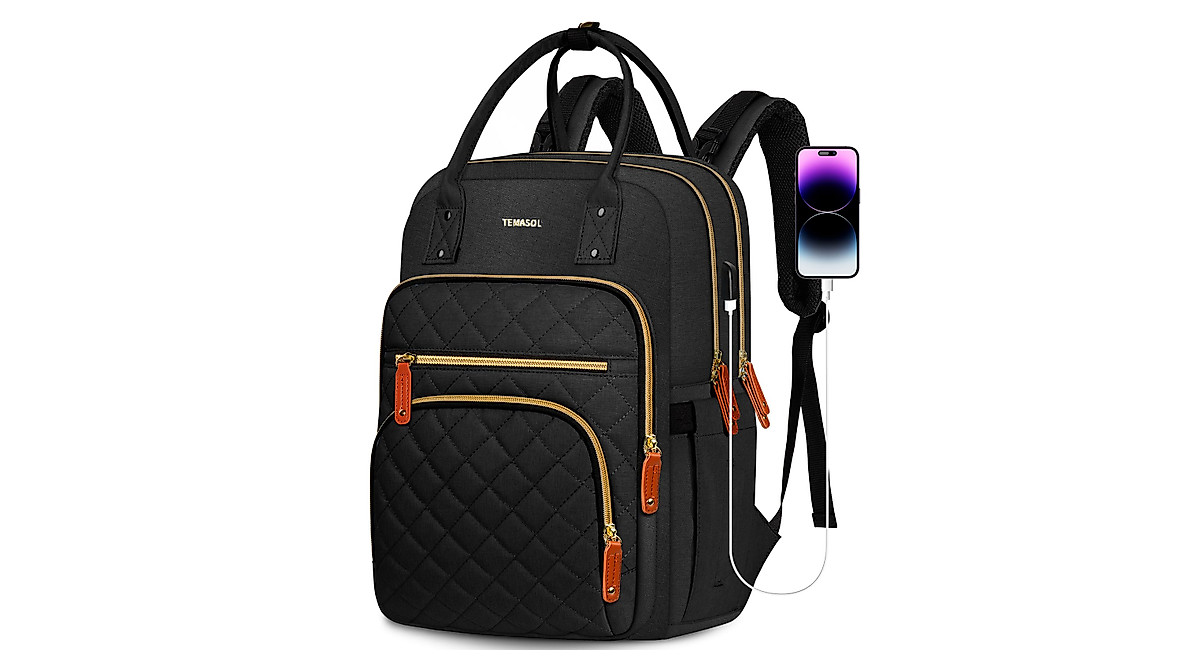 TEMASOL Stylish Laptop Backpack for Women - Anti-Theft Design