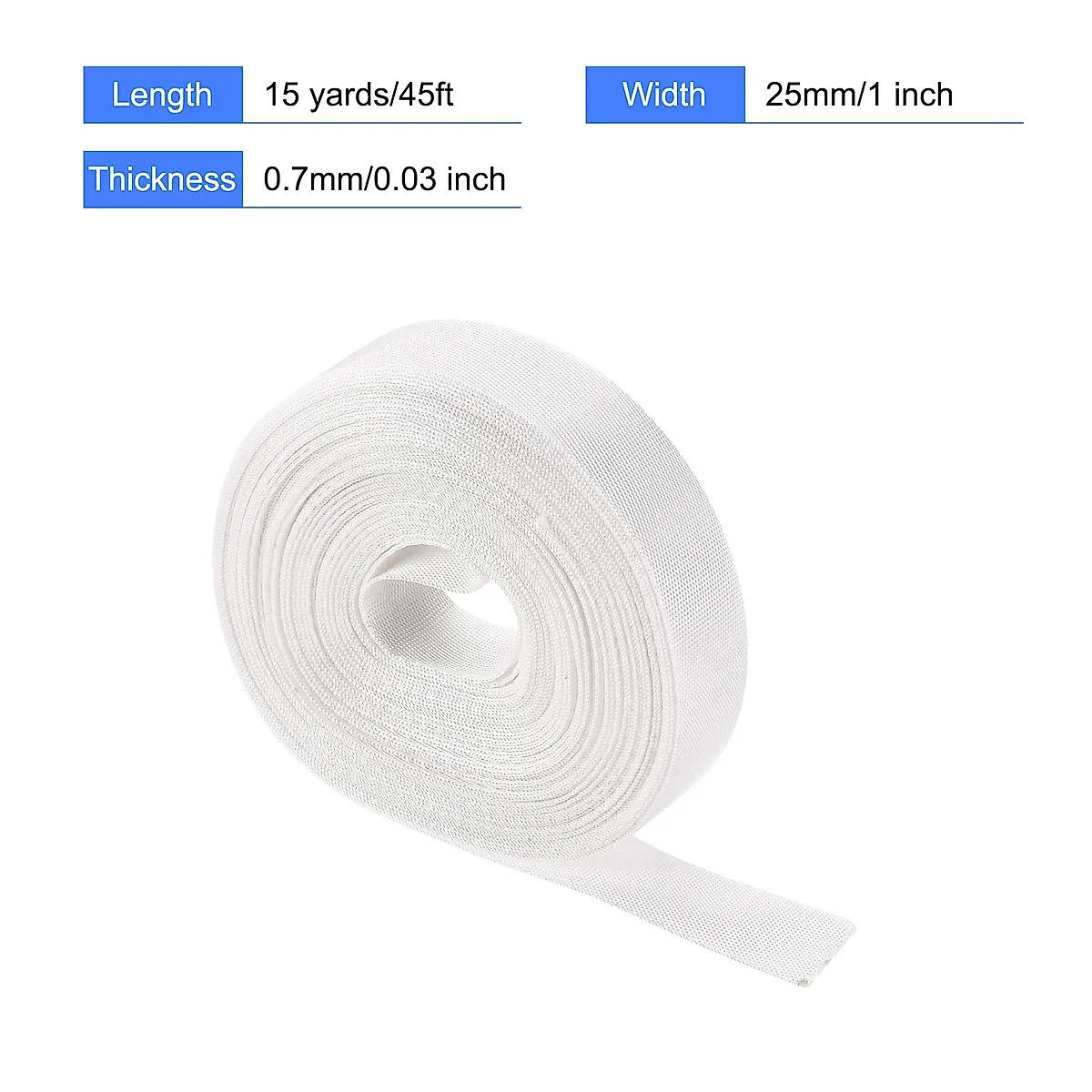 MECCANIXITY Flat Nylon Webbing Strap 1 Inch 15 Yards White for Backpack, Cargo Strap, Luggage-Rack