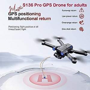 Dynoson GPS Drone with 4K HD Camera for Adults Beginners, 3 Batteries for 60 Minutes Long Flight Time,5G Transmission FPV and Long Range GPS Drone with Brushless Motor and Optical Flow,GPS Auto Return,Intelligence Follows me,Include 3 Batteries and handba