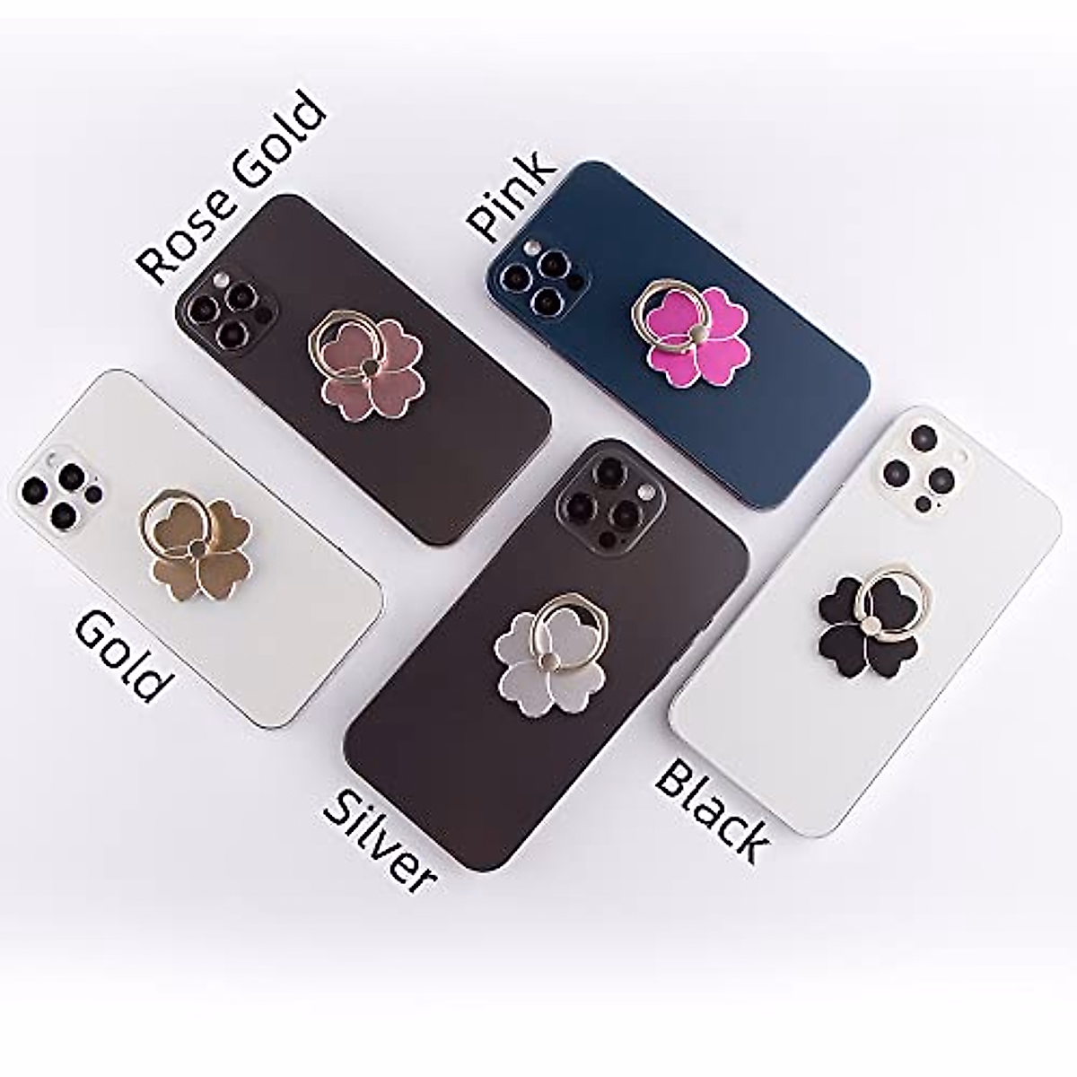 Lucky Grass Cell Phone Ring Holder for Hand, Zinc Alloy Phone Back Ring Grip for Finger or Case (Pink)