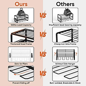 TICONN Heavy Duty Tool Organizer Rack, Garage Wall Mounted Electric Drill Storage Rack with Charger Shelf with 100lbs Weight Limit (Basic Side tool Strips)