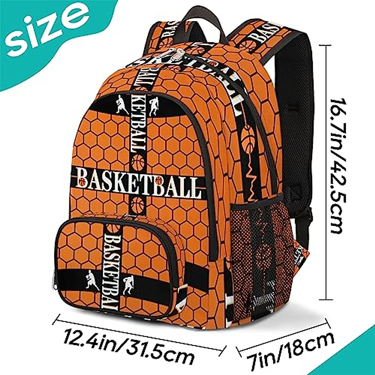 OMFUNS Basketball Ball School Backpack for Kids Boys Girls Women Men Cool Sport Quote Bookbag for College Gym Travel School Bag Rucksack Casual Daypack Computer Laptop Backpack