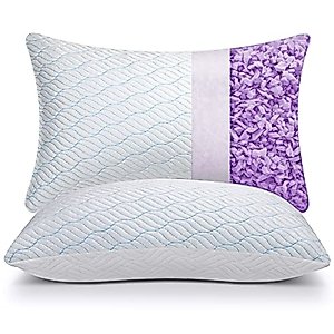 WISHSMILE Cooling Pillows Queen Size Set of 2, Memory Foam Pillows with Zipper, Adjustable Firmness for Sleeping Cool Cold Pillow to Hot, Side, Back and Stomach Sleepers, 2 Pack, 20x30