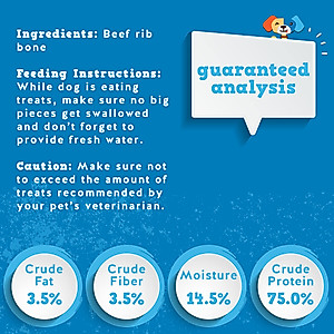 Jack&Pup 6" Beef Rib Bones for Dogs | Natural Dog Bones for Small Dogs | Flavorful and Fun Dog Chew Bones (13 Pack)