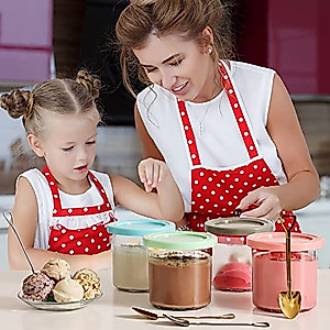 ZYHOONE Ice Cream Pint Containers Replacement for Ninja Creami Pints and Lids,Compatible with NC301 NC300 NC299AMZ Series Ice Cream Maker,with 4 Scoops,Dishwasher Safe Gray/Pink/Green/Blue