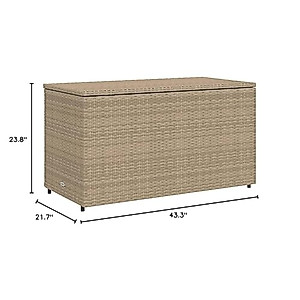 ULUYYUC Patio Storage Cabinet, Storage Box Storage Locker Outdoor Storage Box Garden Box Suitable for Kitchen Adults Outside Patio Beige 43.3"x21.7"x23.8" Poly Rattan