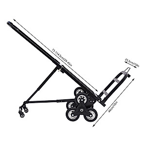 Stair Climbing Cart, Portable Folding Trolley with 8 Wheels, Stair Climber Hand Truck with Adjustable Handle for Pulling, Heavy Duty Dolly Cart for Stairs (Black-330 lbs-8 Wheels)