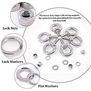 Glarks 36Pcs 304 Stainless Steel M5 Male Thread Machinery Shoulder Lifting Ring Eye Bolt with Lock Nuts/Lock Washers/Flat Washers Set