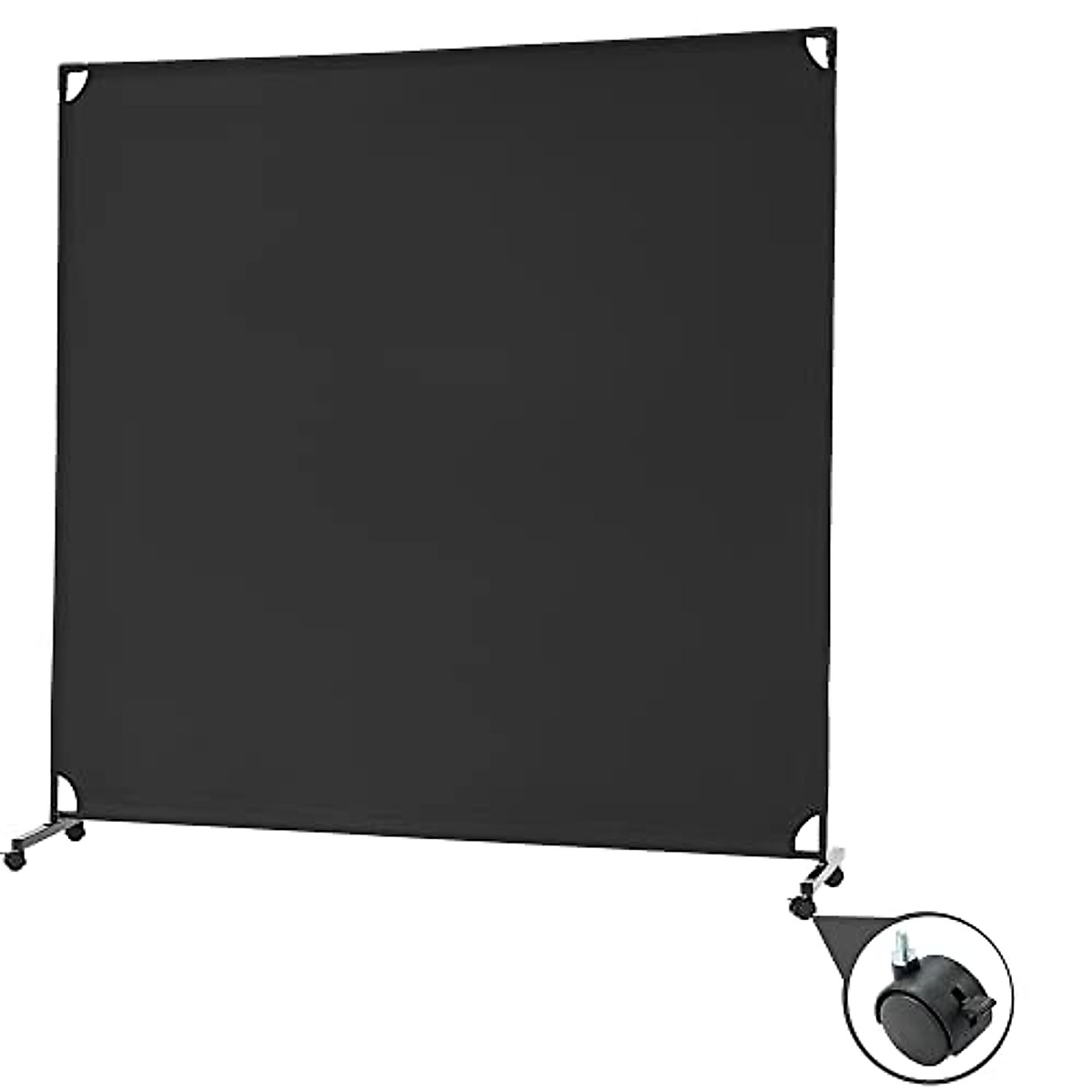 Spurgehom 6FT Single Panel Rolling Room Divider, Partition Privacy Screens with Wheels, Freestanding Fabric Room Panel, Portable Wall Divider for Office, Room,Restaurant, Hospital (Black)