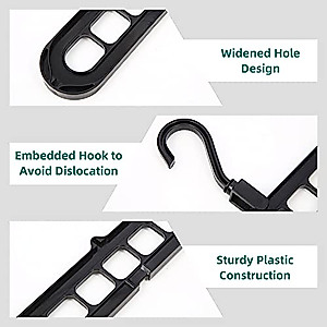 ZEDODIER Magic Hangers, Space Saving Hangers 10 Pack Sturdy Plastic 9-in-1 Hanger Closet Organizer(Black)