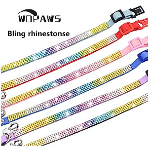 WDPAWS Cat Collar Breakaway Bling Diamond Rhinestone with Bell Adjustable for Cats and Kitten Girl boy (Pink)