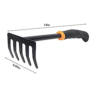 Meejaa 2pcs Metal Detecting Tool Set, Metal Detecting Shovel, Metal Detecting Hand Rake with Soft Rubberized Non-Slip Handle, Outdoor Detector Accessories (Black)