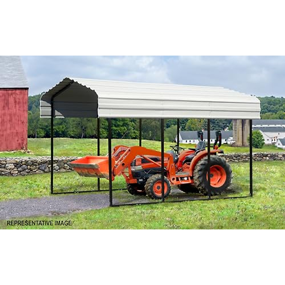 Arrow Carports Galvanized Steel Carport, Compact Car Metal Carport Kit, 10' x 24' x 9', Eggshell