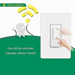 Smart Dimmer Switch by Martin Jerry | SmartLife App, Mains Dimming ONLY, Compatible with Alexa as WiFi Light Switch Dimmer, Single Pole, Works with Google Assistant [2Pack]