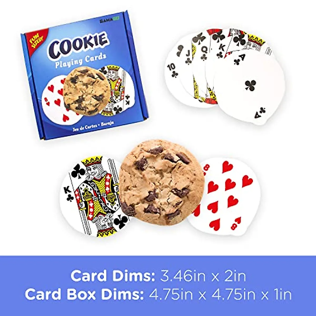 GAMAGO Cookie Playing Cards - Cookie Shaped Deck of Cards to Play Your Favorite Card Games for Birthdays, Stocking Stuffers, White Elephant