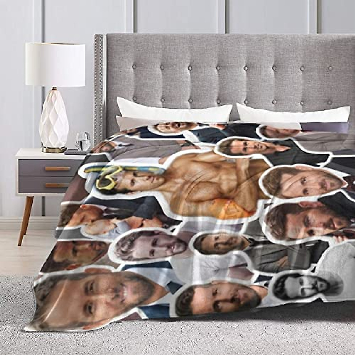 Hamklla Ryan Reynolds Collage Blanket Ultra-Soft Micro Fleece Blanket Warm Cozy Plush Bed Blanket Lightweight Sofa Throw Blanket, Black, 80''x60''
