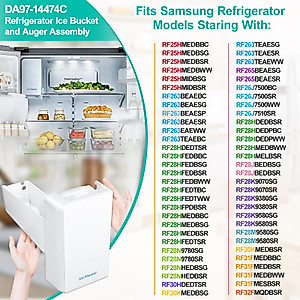 UPGRADED DA97-14474C Refrigerator Ice Bucket Compatible with Samsung Ice Maker Replacement Ice Bin Container Parts DA97-14474A Assy Tray Ice, RF28HMEDBSR RF263TEAESR RF28HFEDBSR Refrigerator Ice Maker
