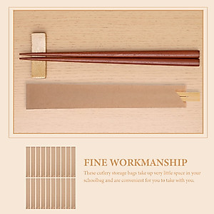 Cabilock 200Pcs Kraft Paper Chopsticks Sleeve Portable Chopsticks Pack Reusable Chopsticks Cover Paper Chopstick Bog Pouch for Straws Cutlery Spoon 22cm