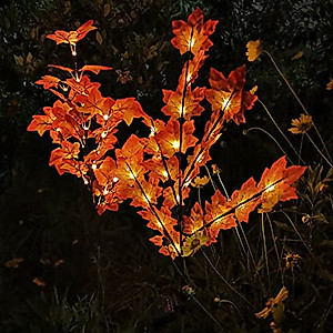 OSALADI Lighted Maple Tree Fall Decor Outdoor 2pcs LED Solar Landscape Light Simulation Maple Leaf Landscape Led Pathway Lights Villa Outdoor Pathway Decor Outdoor Fall Decor