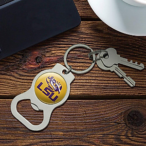 GRAPHICS & MORE LSU Tiger Eye on Yellow Keychain with Bottle Cap Opener
