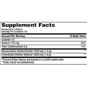 Kirkland-Signature Glucosamine HCI 1500 Mg Chondroitin Sulfate 1200 Mg 220 Tablets,Suports Joint Cushioning,Nourishes Joint and Connective Tissue (Pack of 1)