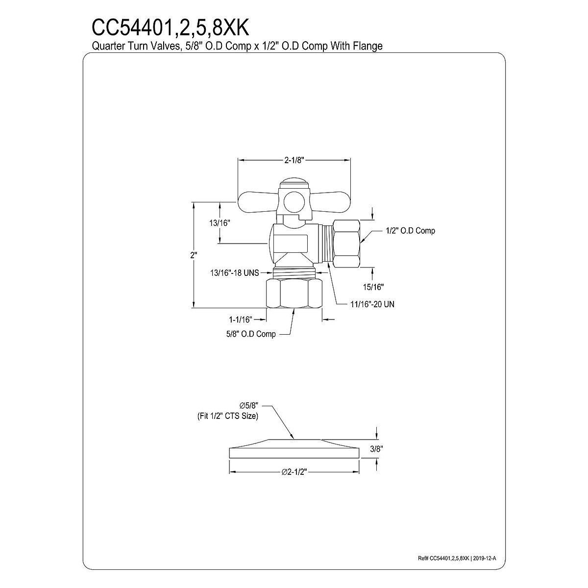Kingston Brass CC54402XK Angle Stop Valve, Polished Brass