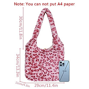 Women Plush Shoulder Bags Cute Bear Pattern Plush Tote Handbag Girls Shopping Dating Bag