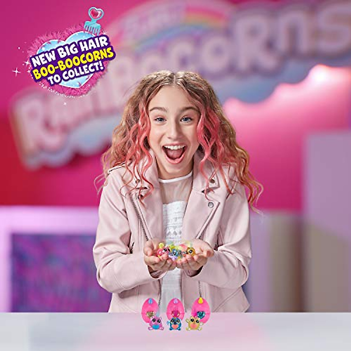 Rainbocorns Big Hair Surprise (Unicorn) by ZURU Cuddle Plush Stuffed Animal, 30+ Surprises, Collectible Baby Booboocorns, Hair Accessories, Charm Bracelets, Stickers, Ages 3+ (Unicorn)