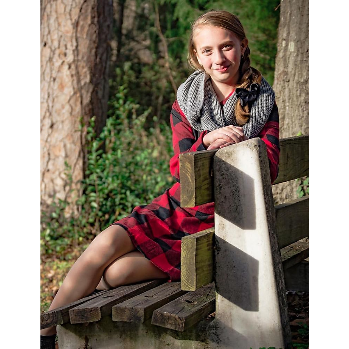 FANCYINN Womens Christmas Plaid Dresses Flannel Button Down Long Sleeve Shirt Dress Winter Casual Dresses Mini Dress with Belt Red M