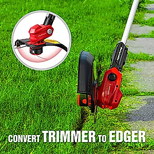 PULITUO 20V Li-Ion Cordless String Trimmer, Auto Feed Thread Weed Wacker with 12 INCH Cutting Diameter, Height Adjustable Cordless Edger Trimmer for Garden and Yard