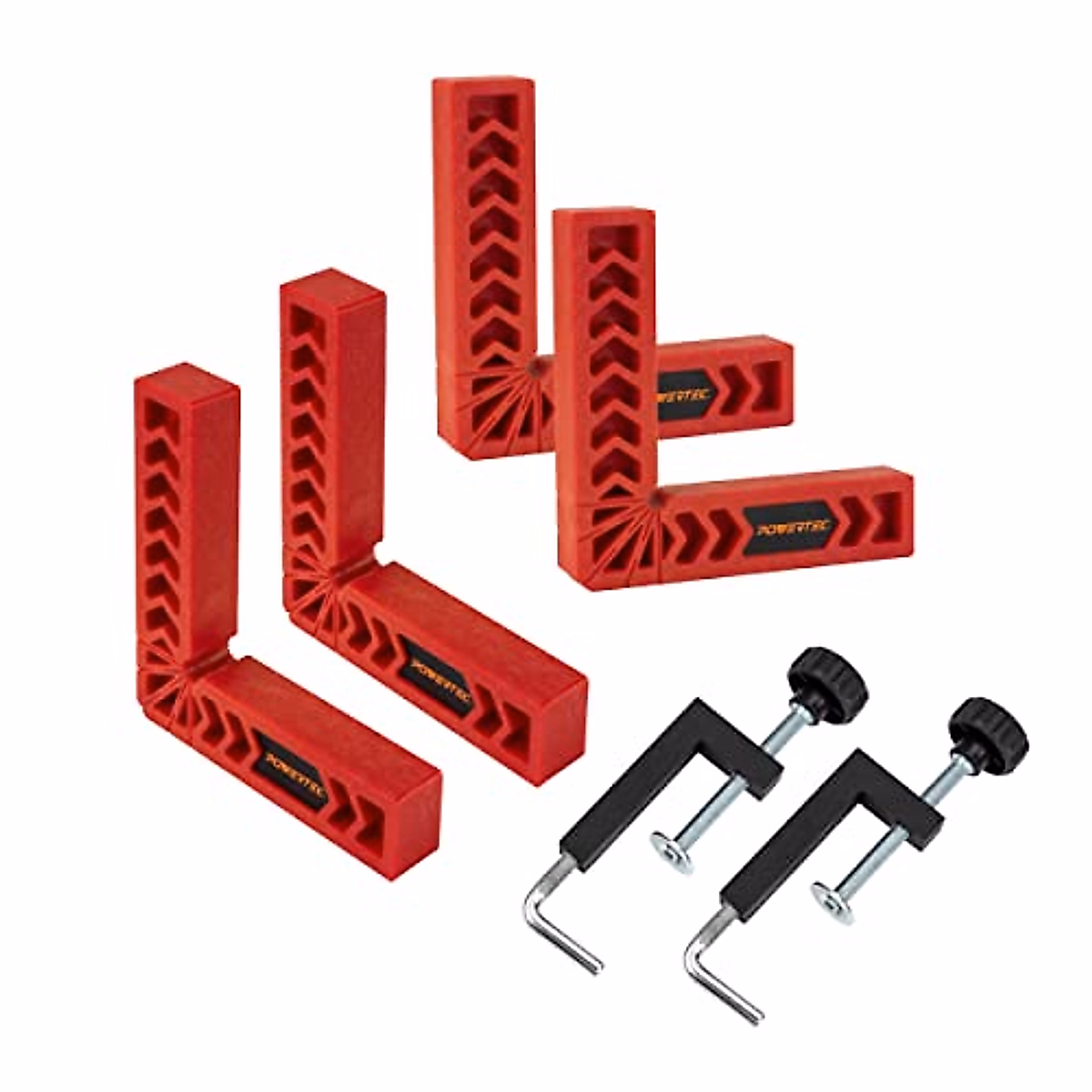 POWERTEC 6-PC Set, Universal Fence Clamps with 6" Positioning Squares, For Table Saws, Router Tables, Clamping Squares, Drill press tables, Mitre Saws, 71782
