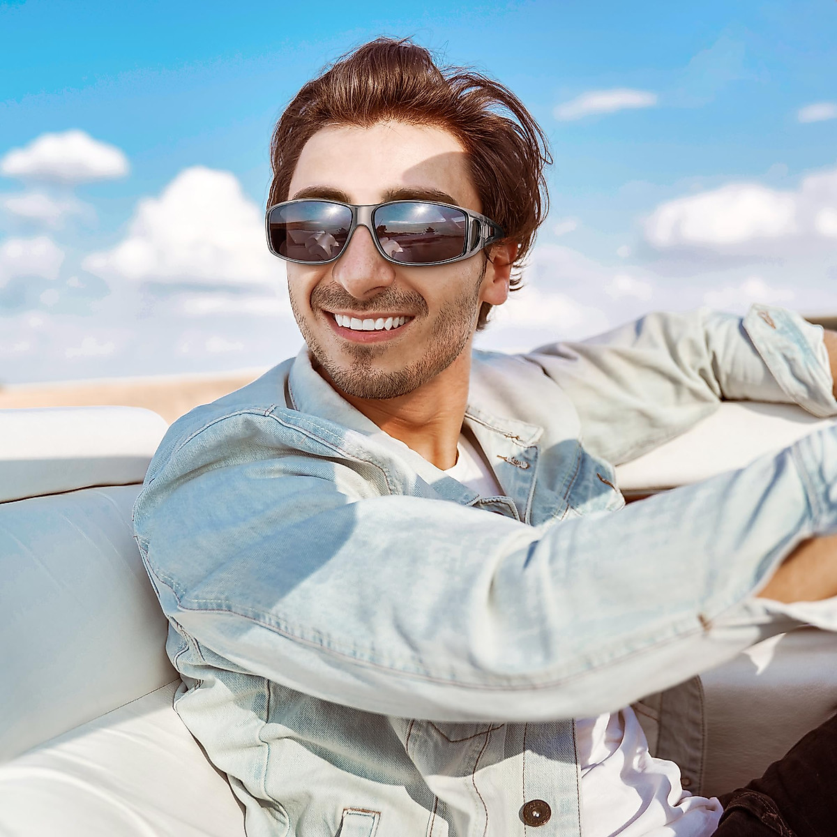 URUMQI Polarized Sunglasses Fit Over Glasses for Men Women, Wrap-around Driving Sunglasses 100% UV Protection