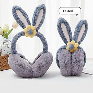 Women Rabbit Earmuffs Girls Cute Outdoor Ear Warmers Winter Warm Adjustable Ear Covers Foldable Children Animal Earmuffs