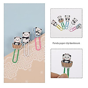 Micro Traders 40PCS Cute Panda Paperclips Bookmarks Metal Planner Clips Wooden Bookmarkers Office Supplies Gifts for Panda Lovers Readers Coworkers