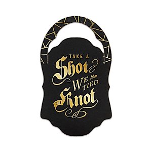 Summer-Ray 50pcs We Tied The Knot so Have a Shot Mini Liquor Bottle Hang Tags Wedding Bridal Shower (Black)