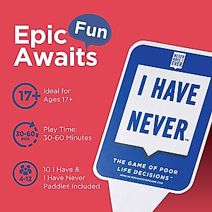 Never Have I Ever Card Game Paddles, Maximize The Fun of Playing Cards, 10 Physical I Have and I Have Never Paddles, Portable Adult Games for Game Nights, Vacations, Family Gatherings, Ages 17+