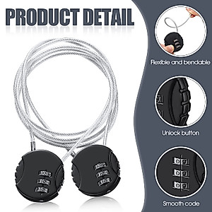 6 Pieces Cable Locks Combination Locks Cable Luggage Locks 3 Digit Thin Combo Padlock Waterproof Travel Padlock for Travel Gym Bike Backpack Cabinet 30 Inch, 5.31 Inch Wire Rope