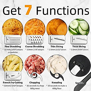 Magiccos 14-Cup French-Fry-Cutter Storage-Drawer Food-Processors - Large Feed Chute, Built-in Storage Drawer, Cheese Shredding, Meat Chopping, Shredding and Slicing, Mixing and Doughing, for Home Use
